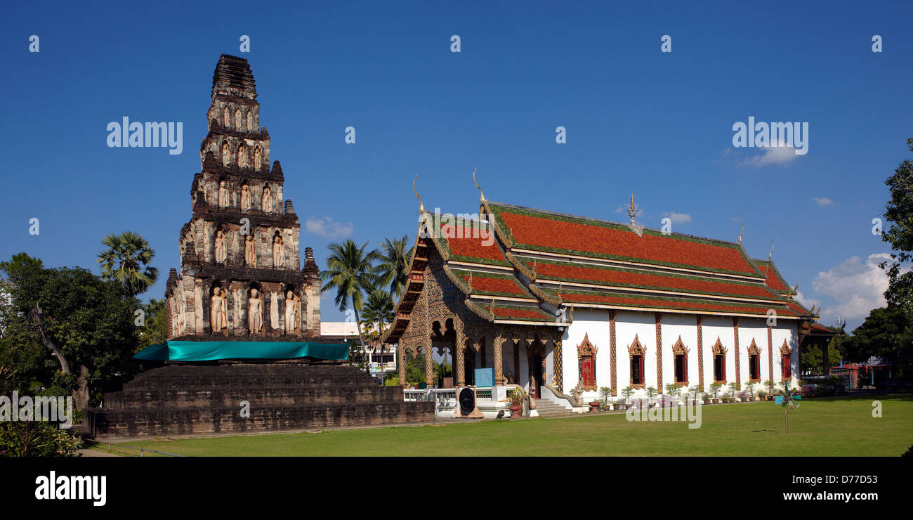 Wat Kukut temple Lamphun in Thailand a chedi decorated with terracotta ...
