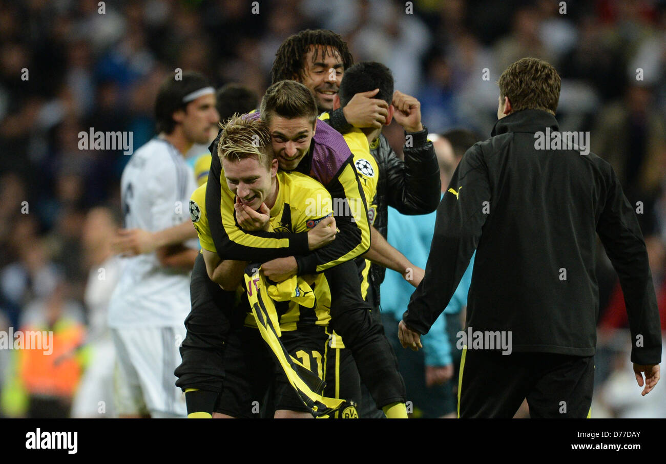 Dortmund's Marco Reus (front) celebrates after the UEFA Champions ...