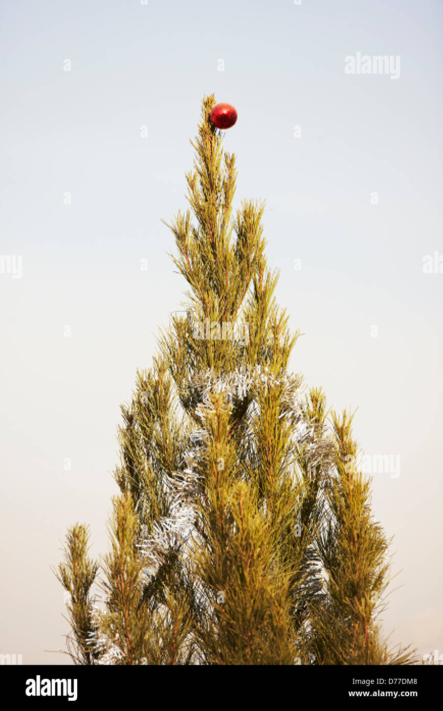 Tree adorned festive Christmas ball NATO Headquarter Kabul Afghanistan ...