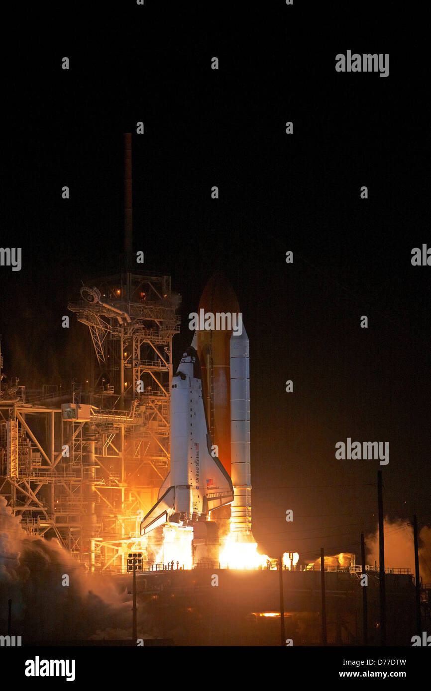 Moment liftoff Space Shuttle Endeavour on STS-130 Pad 39A at NASA ...