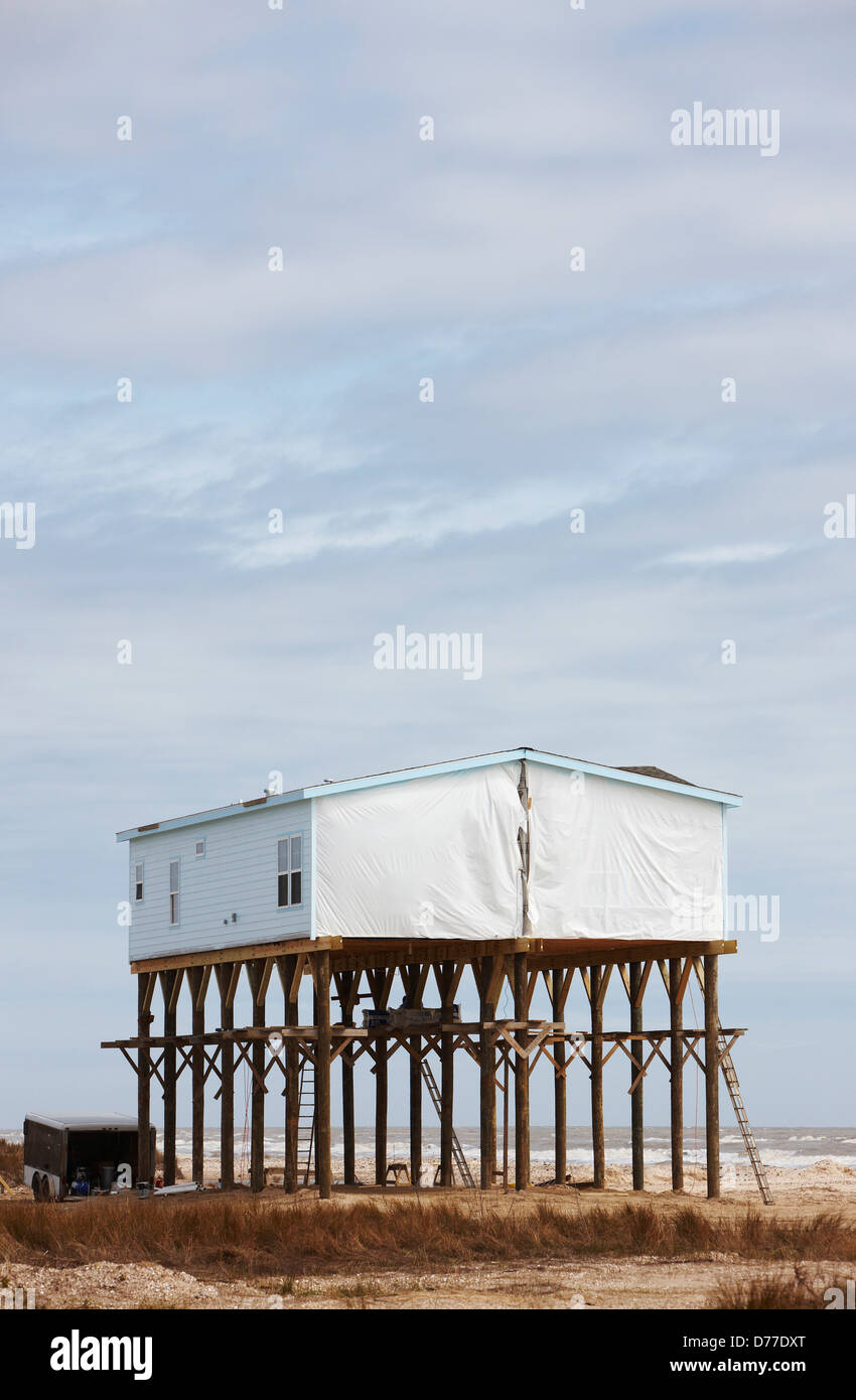 House elevated on pilings protection hurricane storm surge on Gulf ...