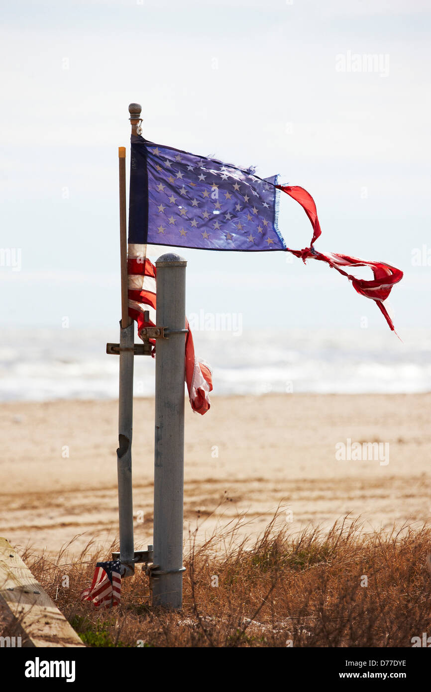 Tattered American flag destroyed by hurricane Rita Holly Beach ...