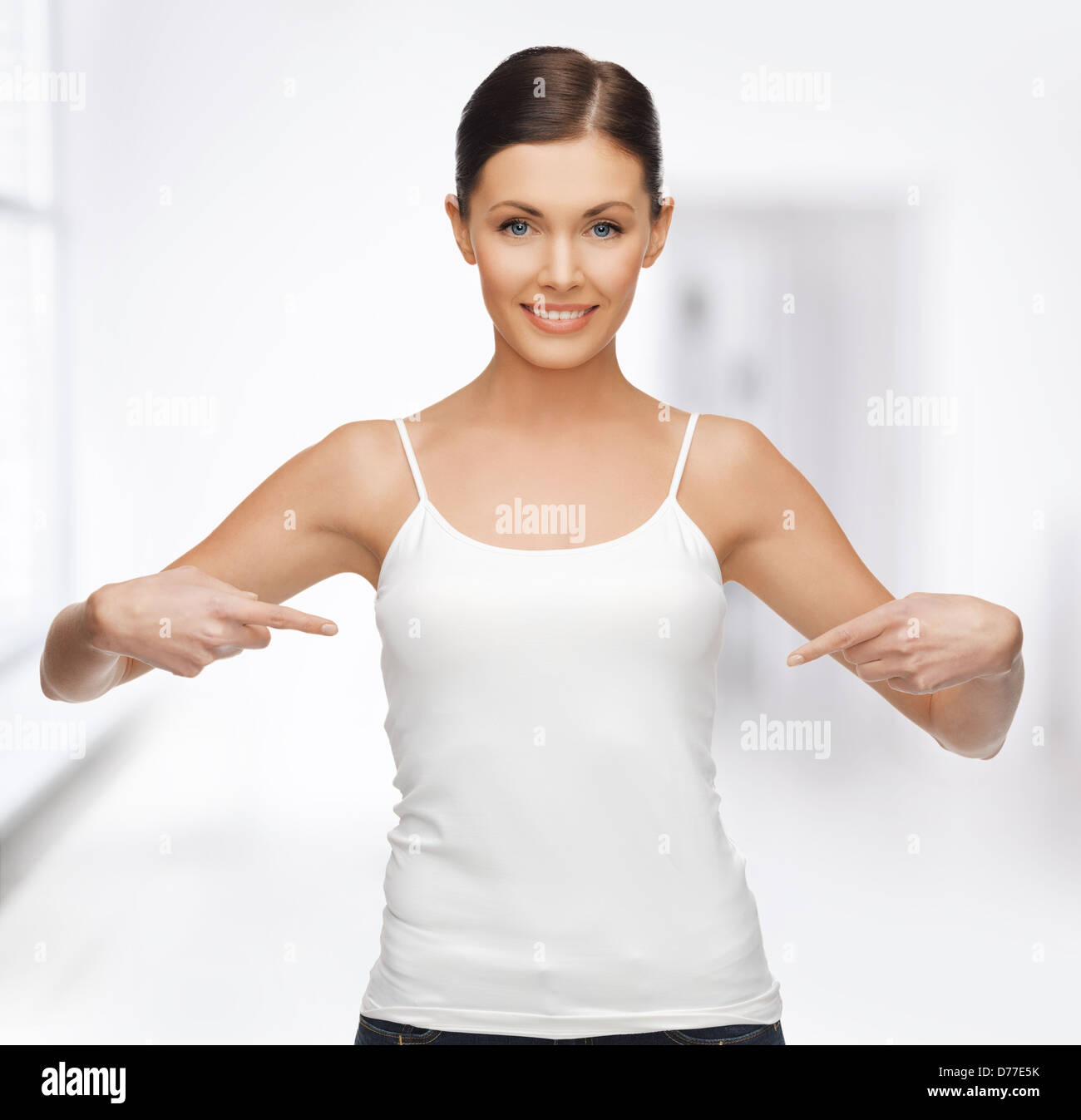 woman in blank white t-shirt Stock Photo - Alamy