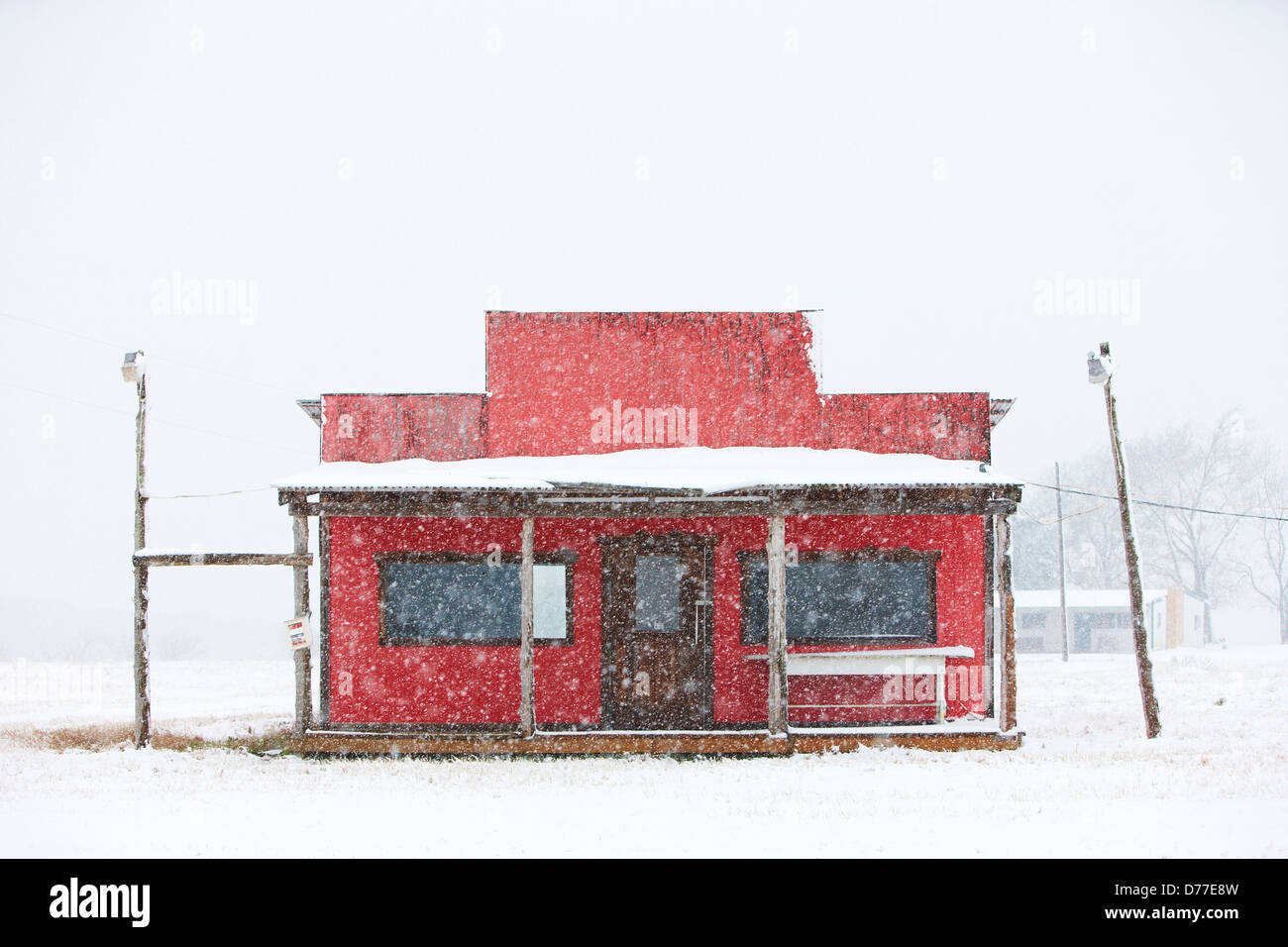 Abandoned general store during snow storm Dallas Texas USA Stock Photo ...