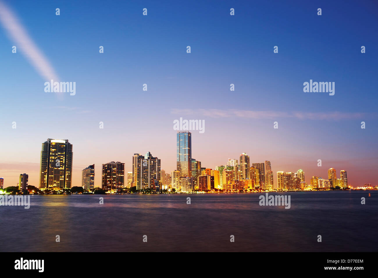 Miami skyline at dusk Florida USA Stock Photo - Alamy