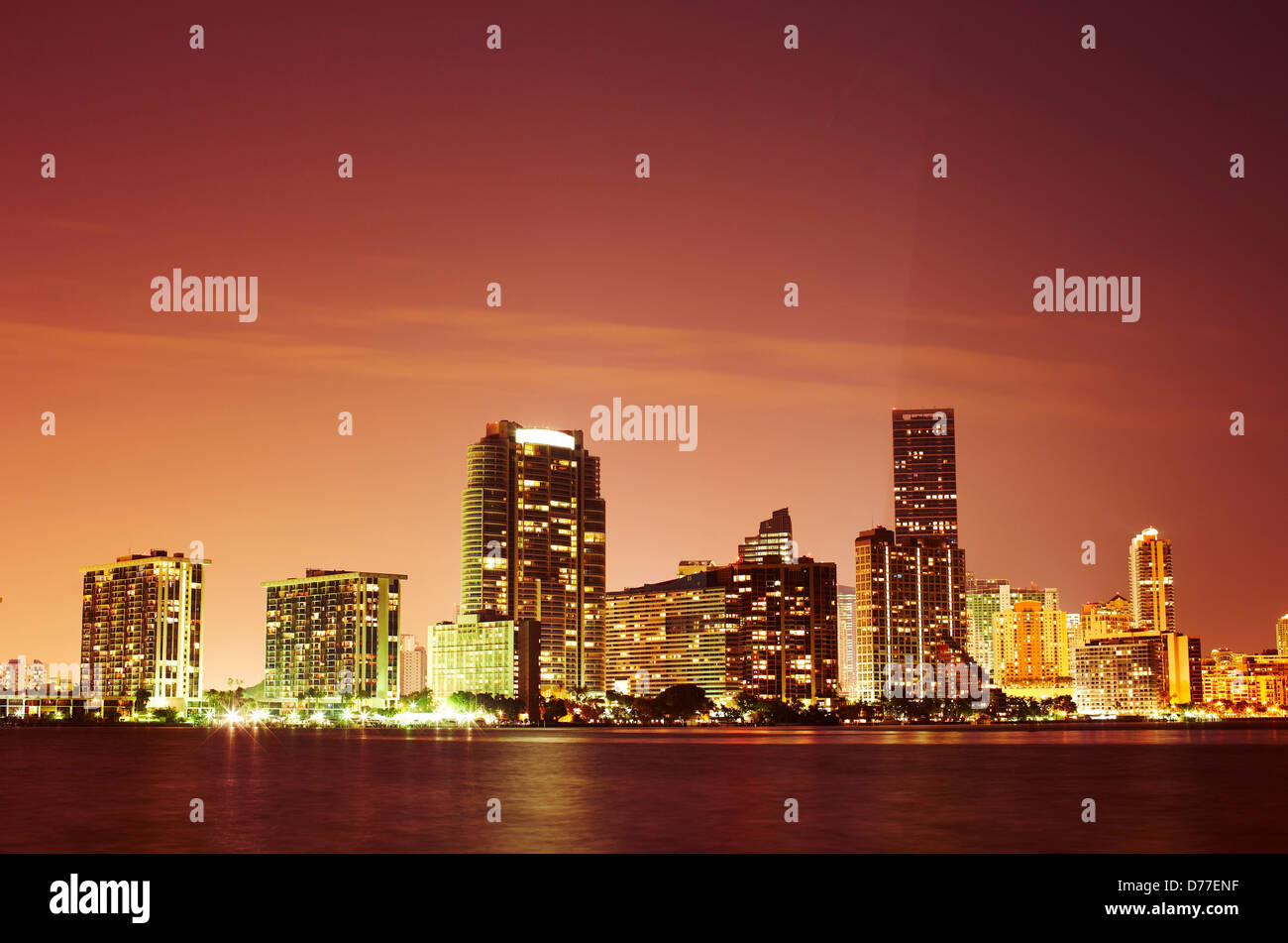 Miami skyline at dusk Florida USA Stock Photo - Alamy