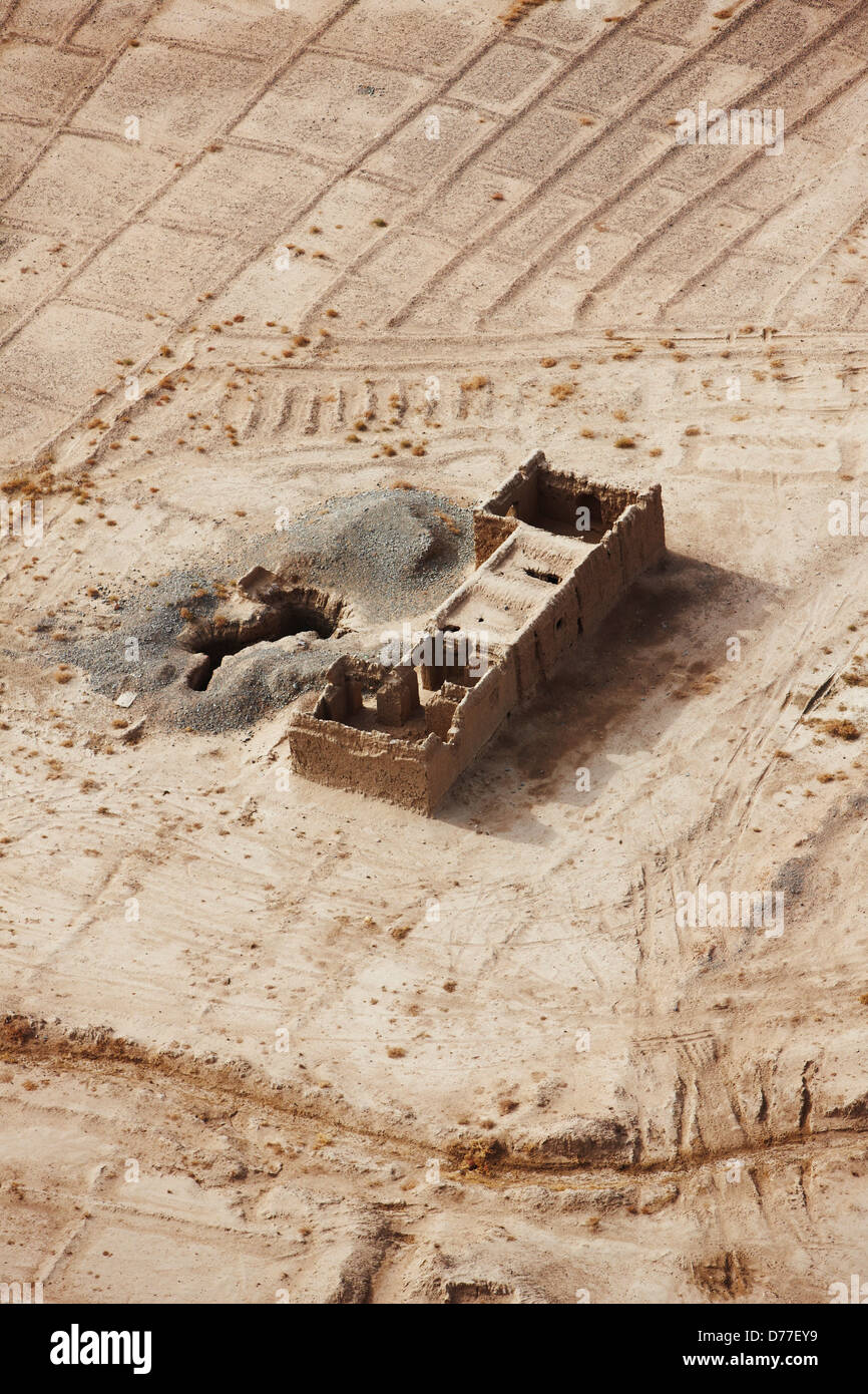 Aerial view abandoned farm farm house built mud walls Kandahar Province ...
