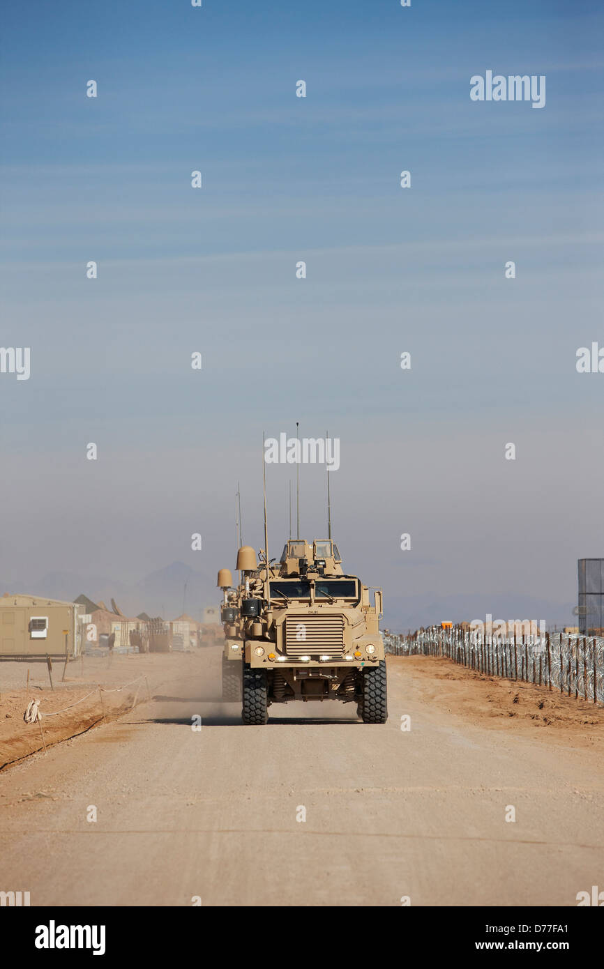 Approaching convoy United States Marine Corps MRAPs or Mine Resistant ...