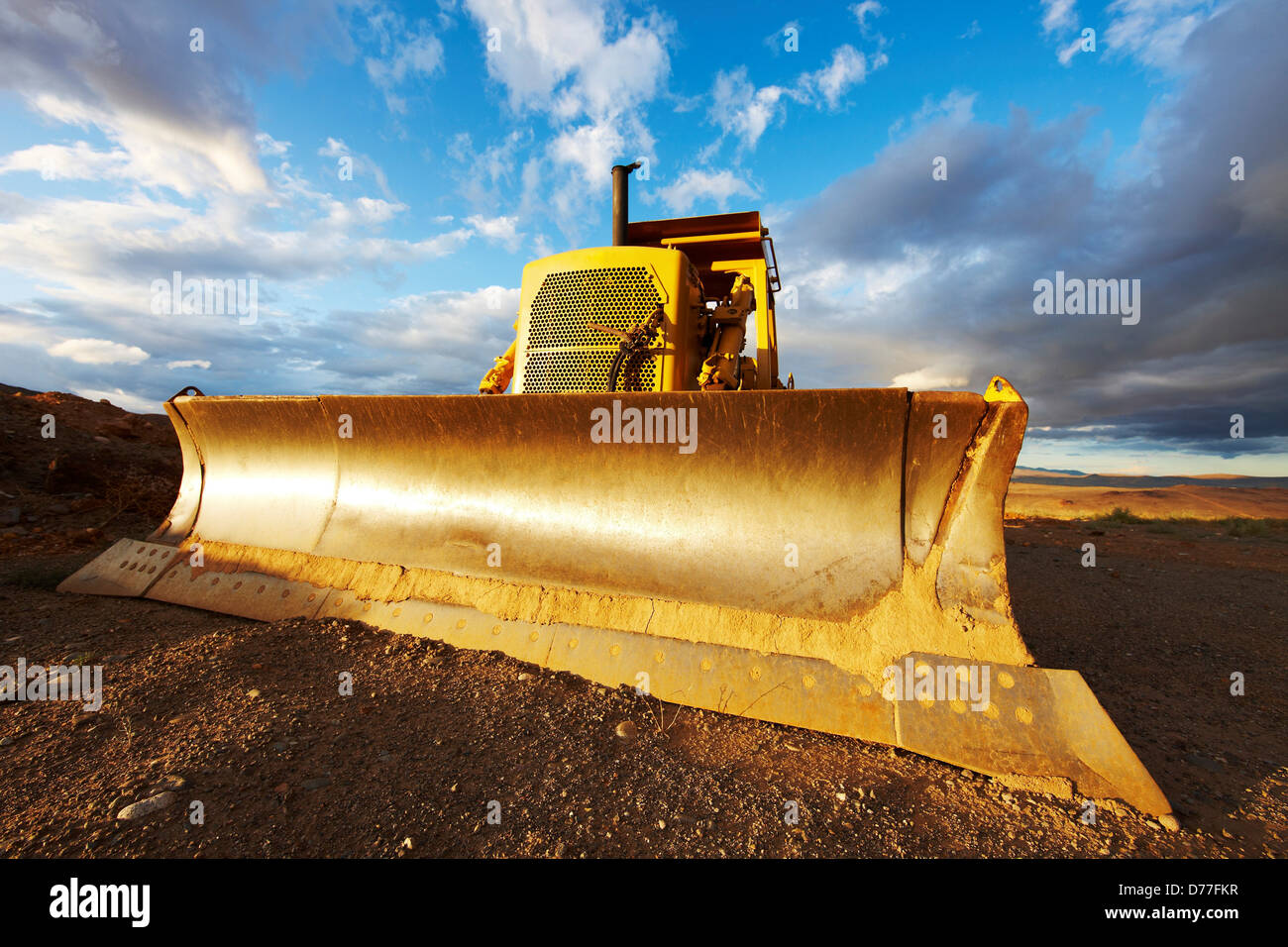 Front view Bulldozer its blade Stock Photo - Alamy
