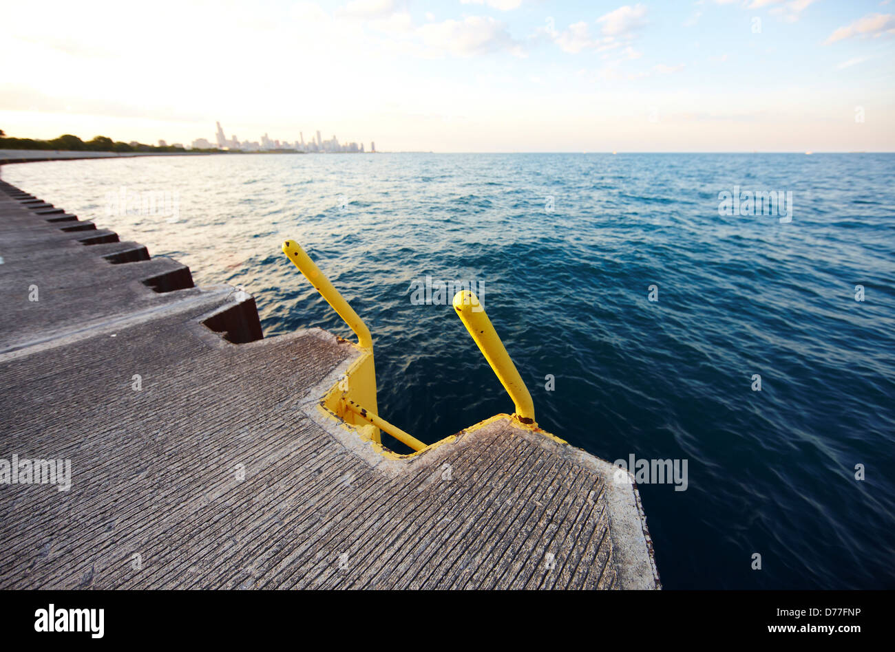 USA Illinois Chicago Ladder into Lake Michigan Stock Photo - Alamy