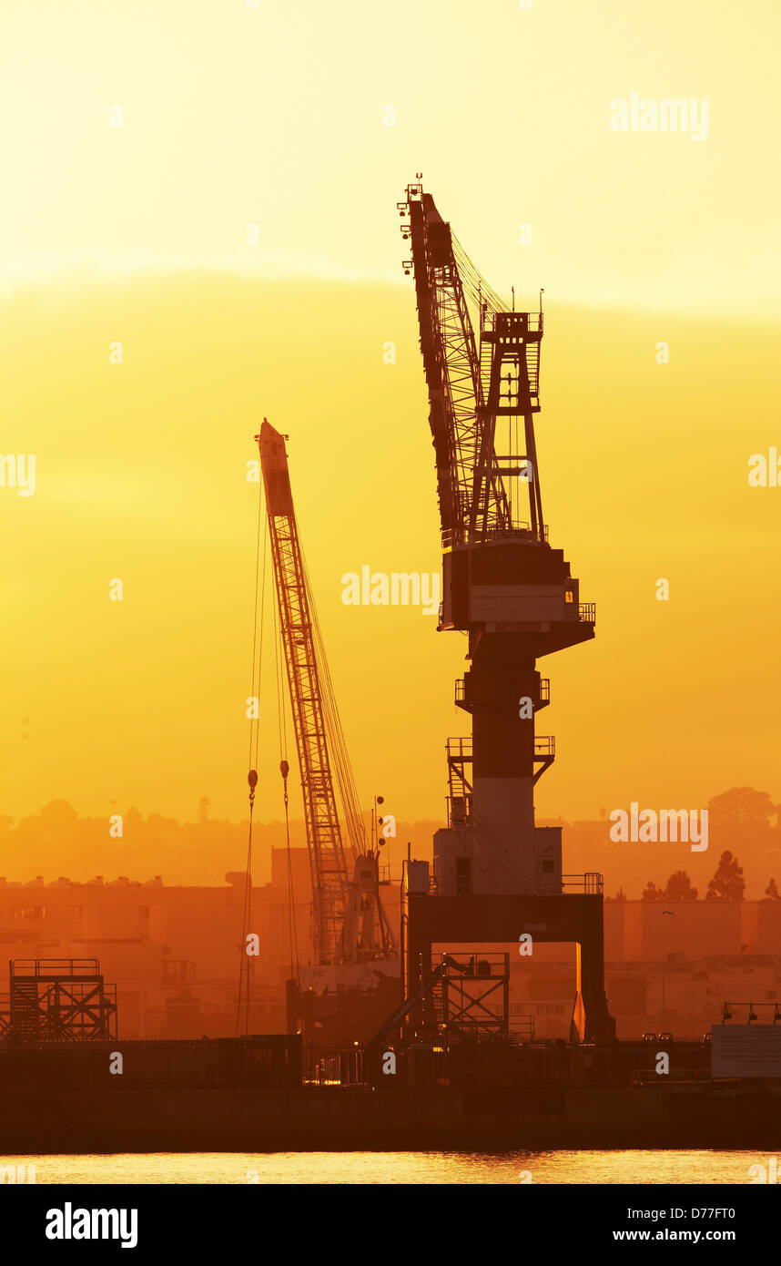USA California San Diego County Naval Base Coronado Cranes used to lift ...