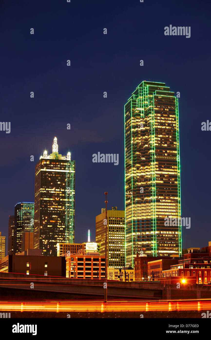 USA Texas Dallas Night view Renaissance Tower Bank America Plaza Stock ...