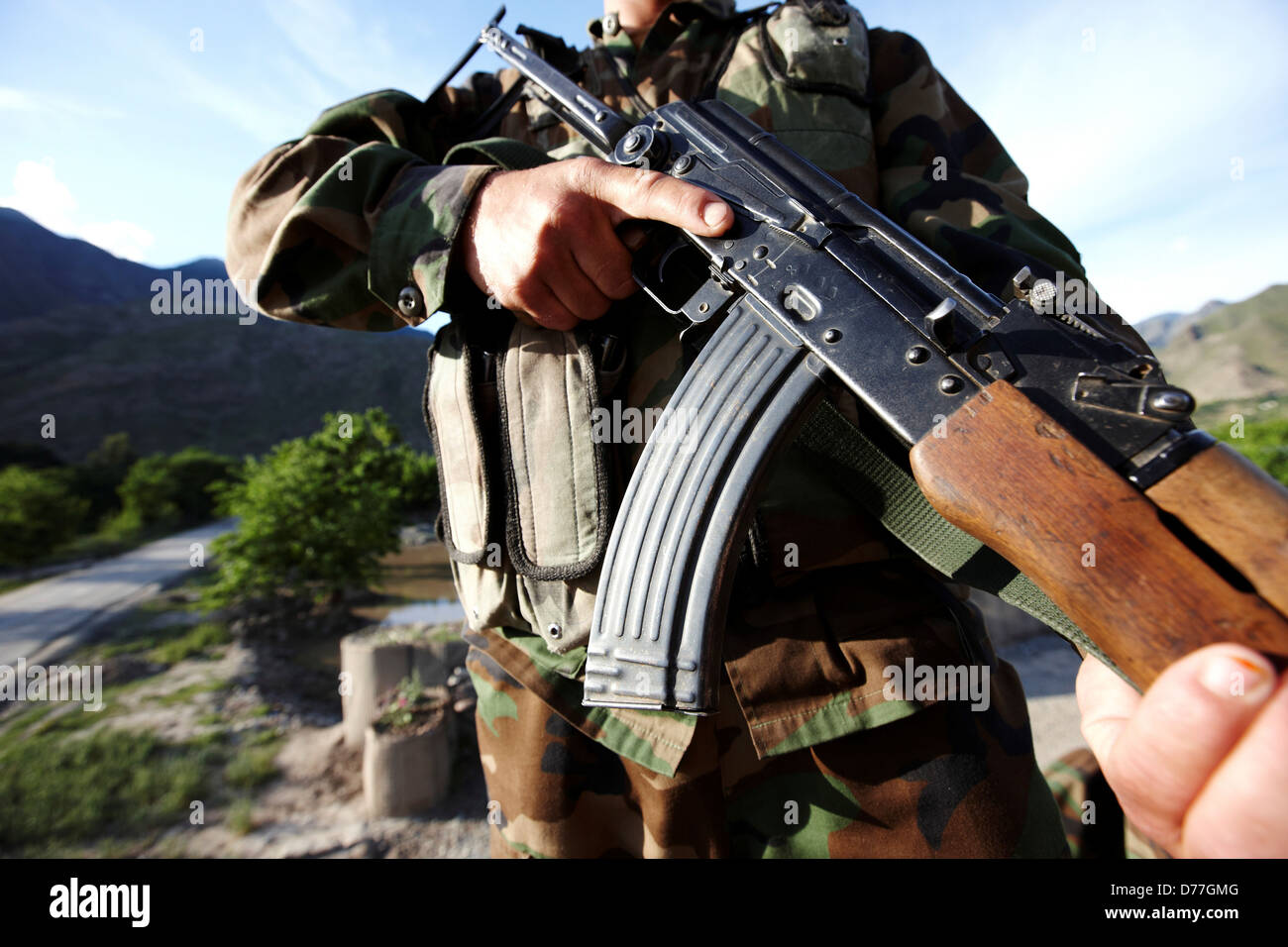 Afghanistan Kunar Province Afghan National Army soldier holding AK47 ...