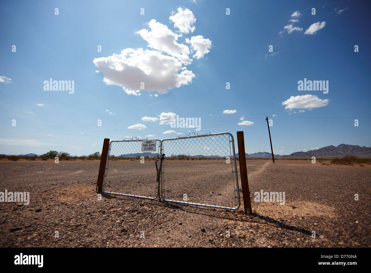 USA Arizona Old gate on desert field Stock Photo - Alamy