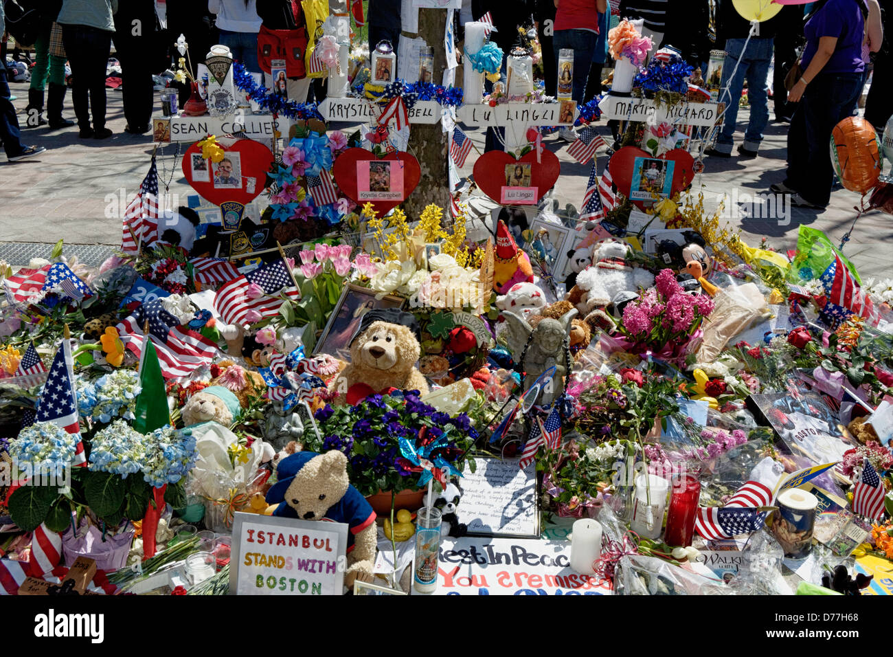 Boston Marathon bombing temporary memorial at Copley Square Boston ...