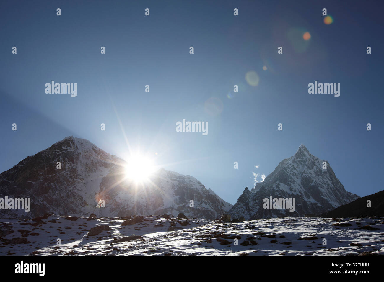 Nepal Himalaya Solukhumbu District Khumbu Sunrise over Himalayan peaks ...