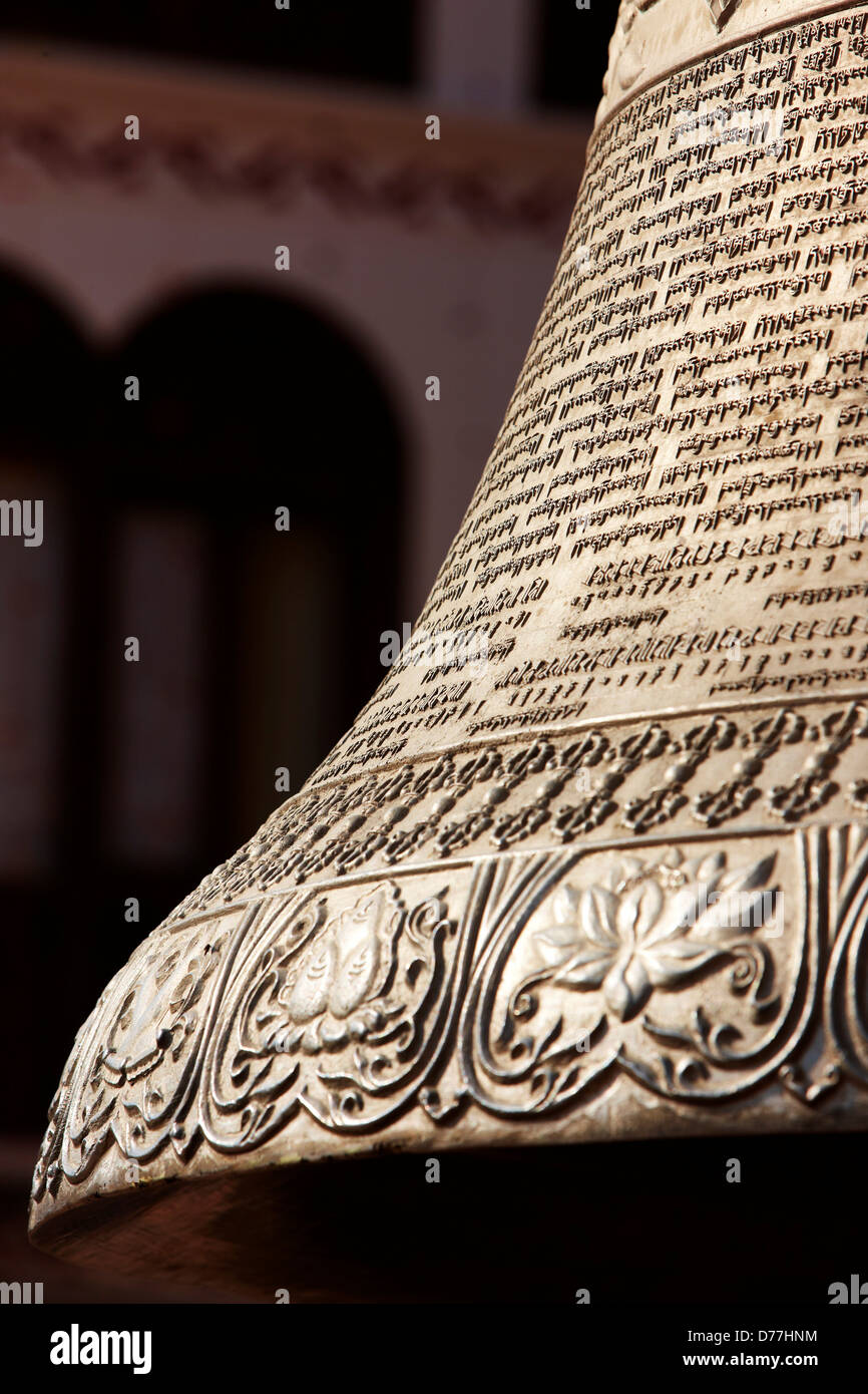 Nepal Himalaya Kathmandu decorative bell at Buddhist monastery Stock ...