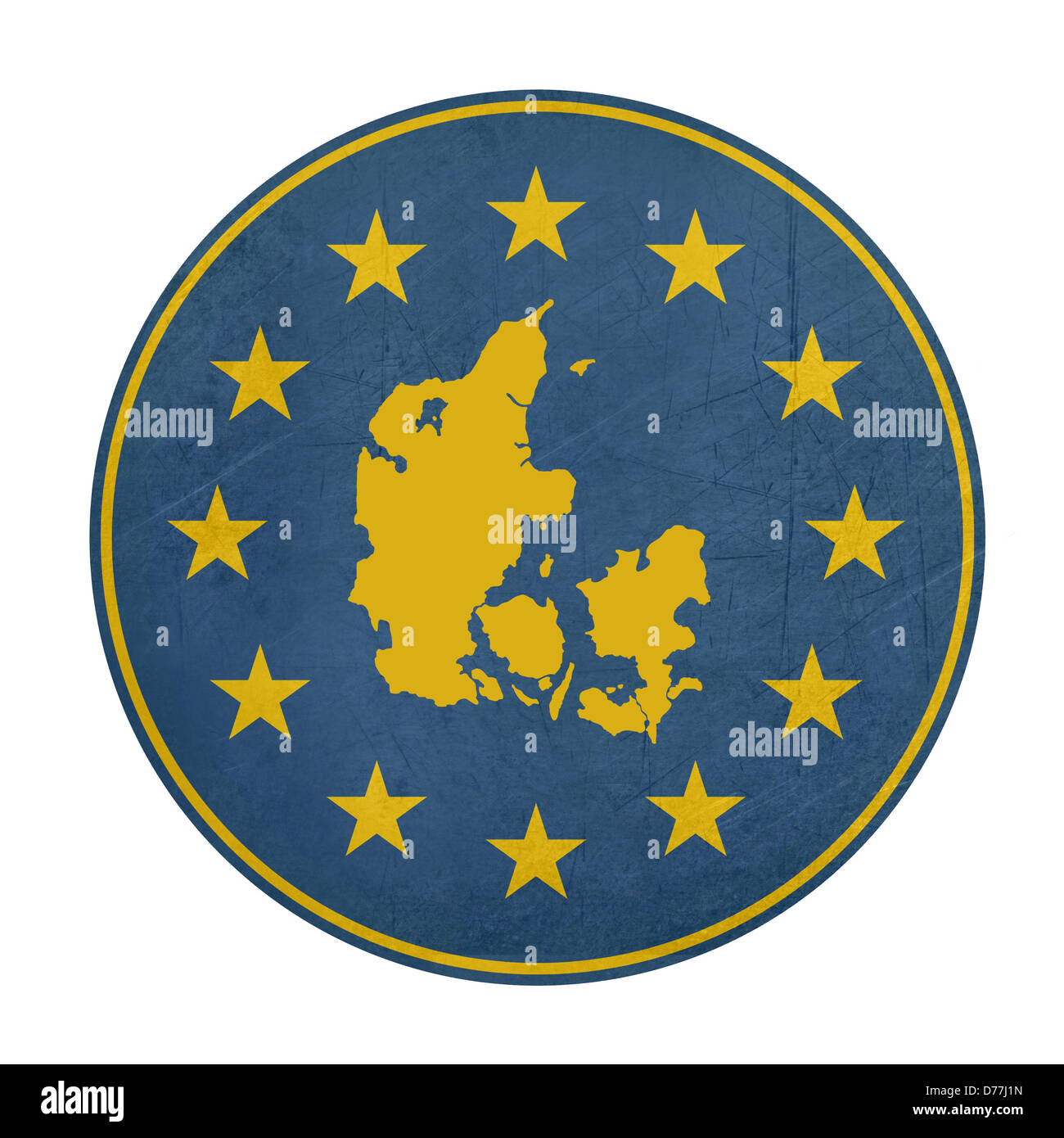 European Union Denmark button isolated on white background Stock Photo ...
