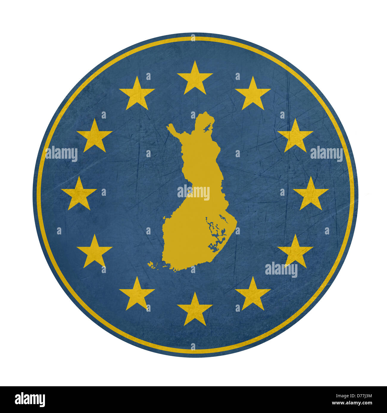 European Union Finland button isolated on white background Stock Photo ...