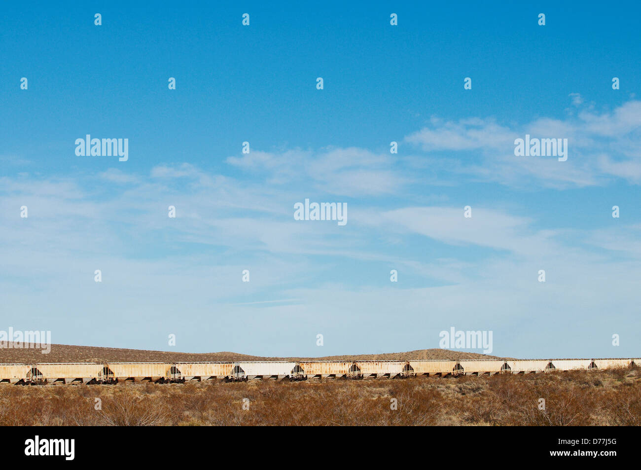 Freight train carrying coal California Desert Ridgecrest California USA ...