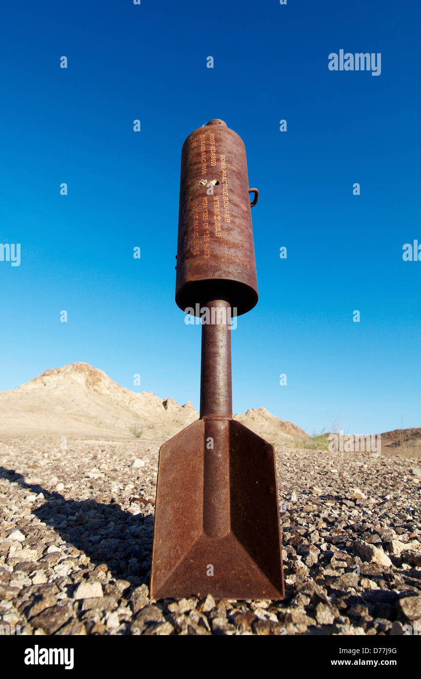 Expended training bomb on desert floor Chocolate Mountain Aerial ...