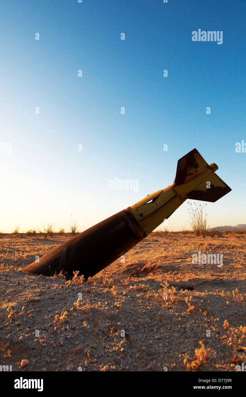 Unexploded bomb in desert Barry M. Goldwater Air Force Range Arizona ...