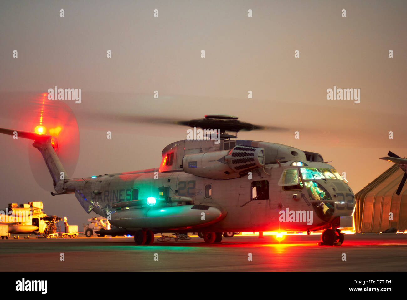 US Marine Corps CH-53D Sea Stallion prepares to launch Al Asad Air Base ...
