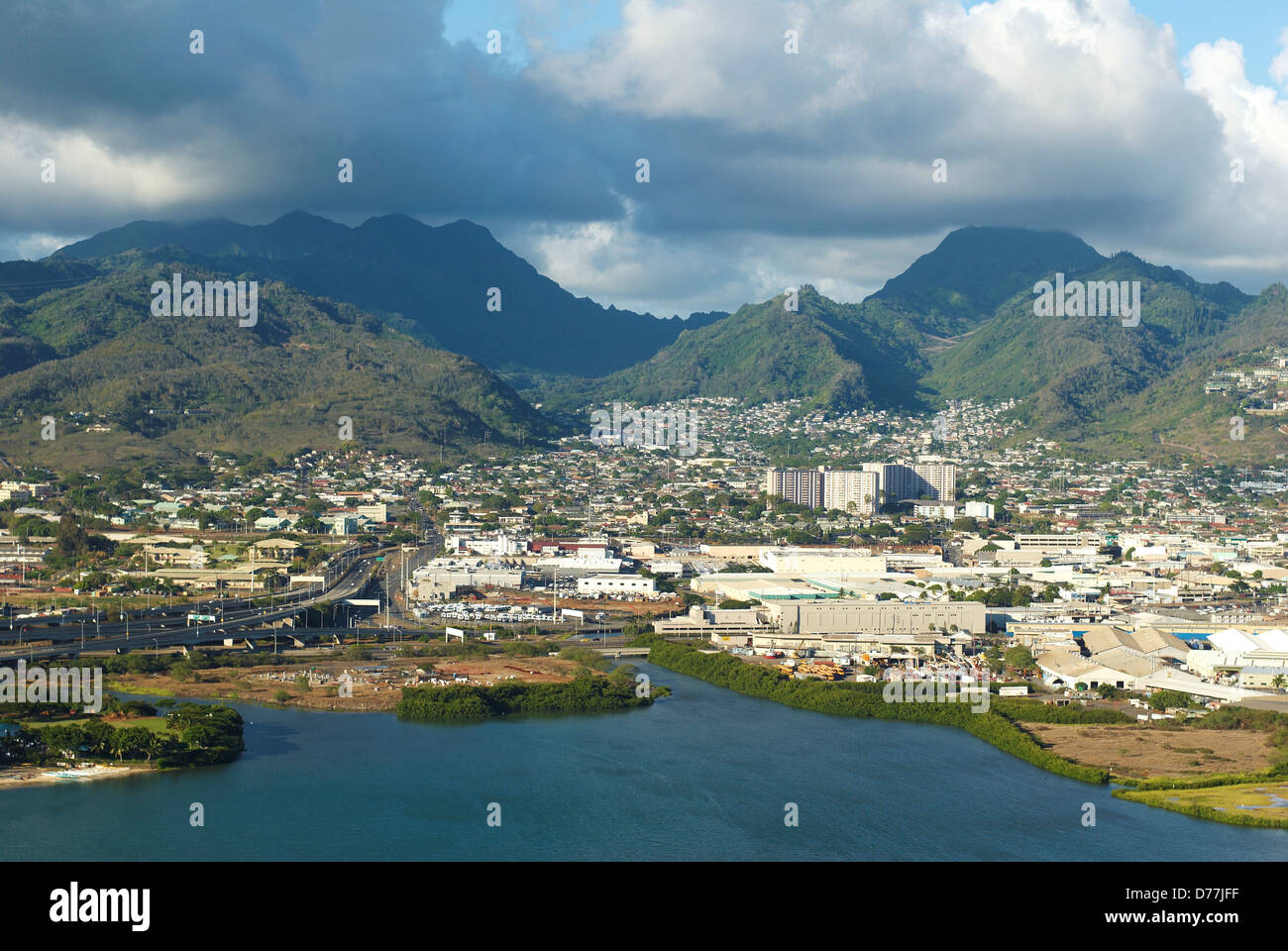 Aerial view city at waterfront Honolulu Oahu Hawaii USA Stock Photo - Alamy
