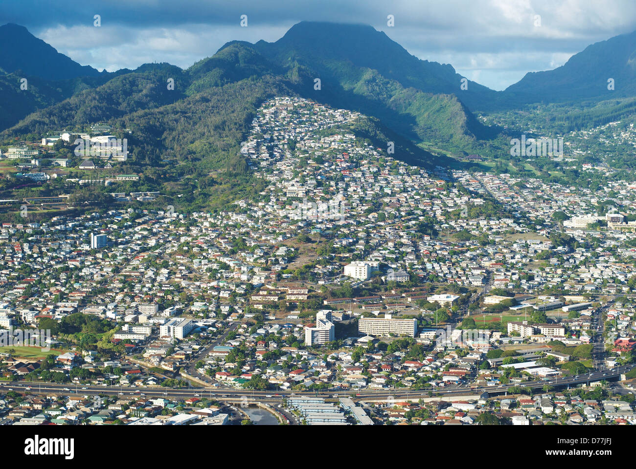 Aerial view city Honolulu Oahu Hawaii USA Stock Photo - Alamy