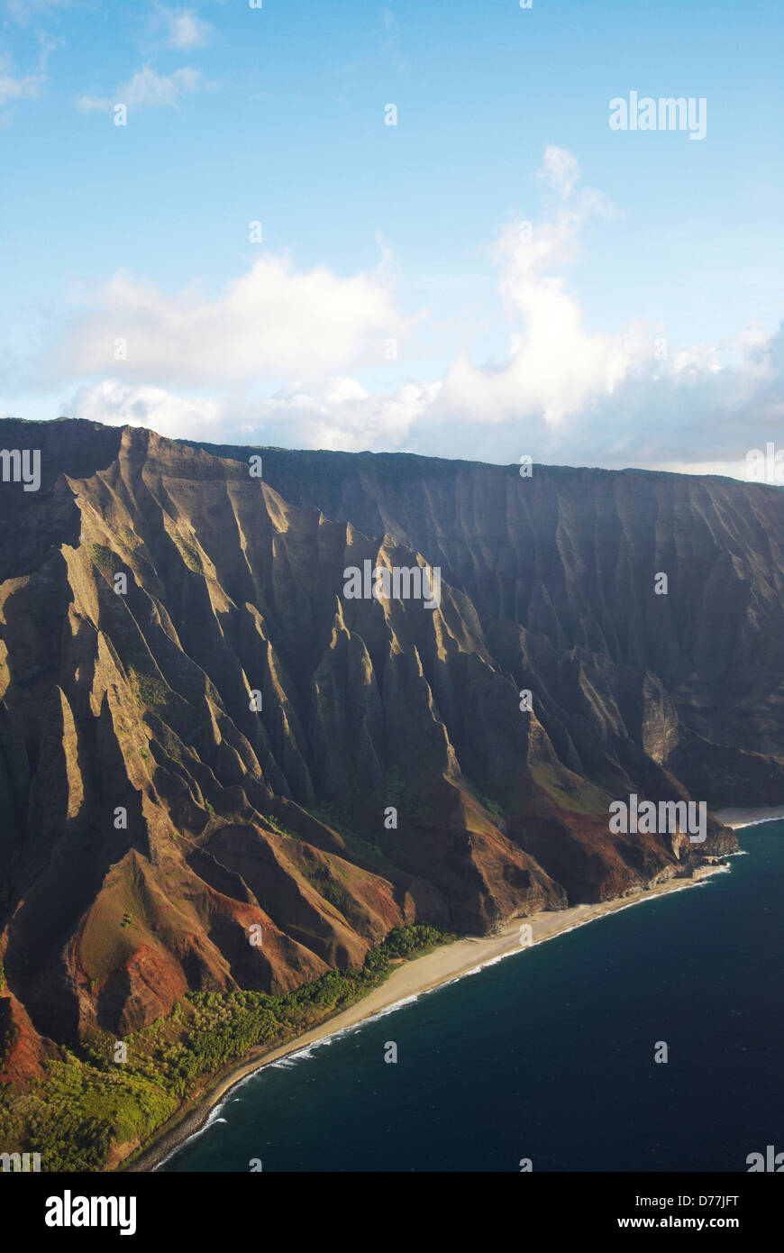 Aerial view sea cliffs at Na Pali Coast Kauai Hawaii USA Stock Photo ...