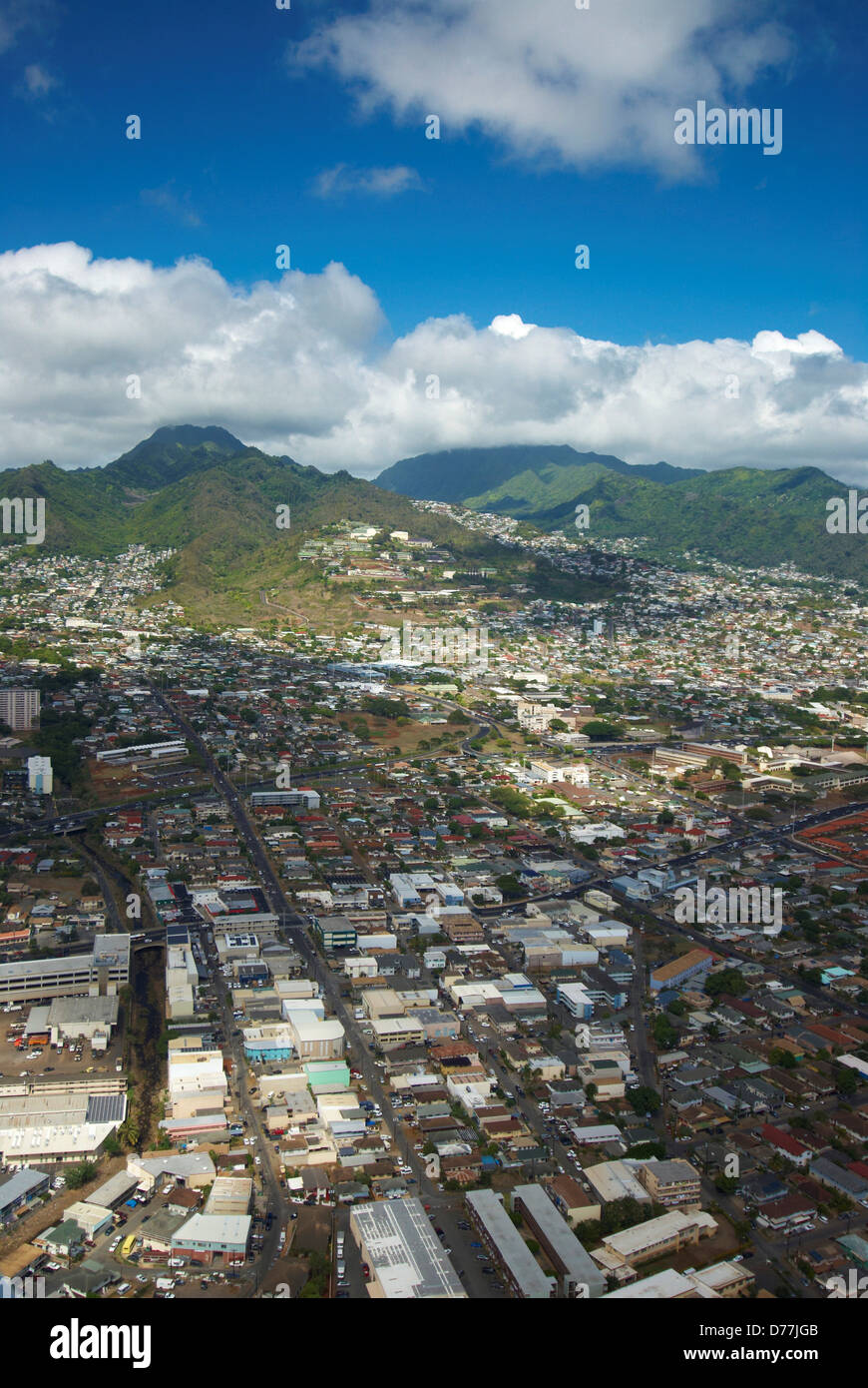 Aerial view city Honolulu Oahu Hawaii USA Stock Photo - Alamy