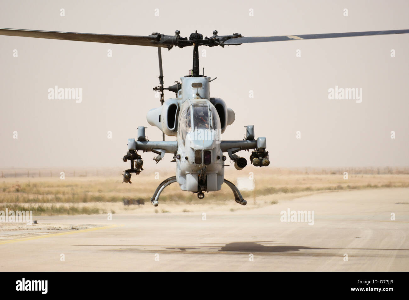 US Marine Corps AH-1W SuperCobra attack helicopter launching Al Asad ...