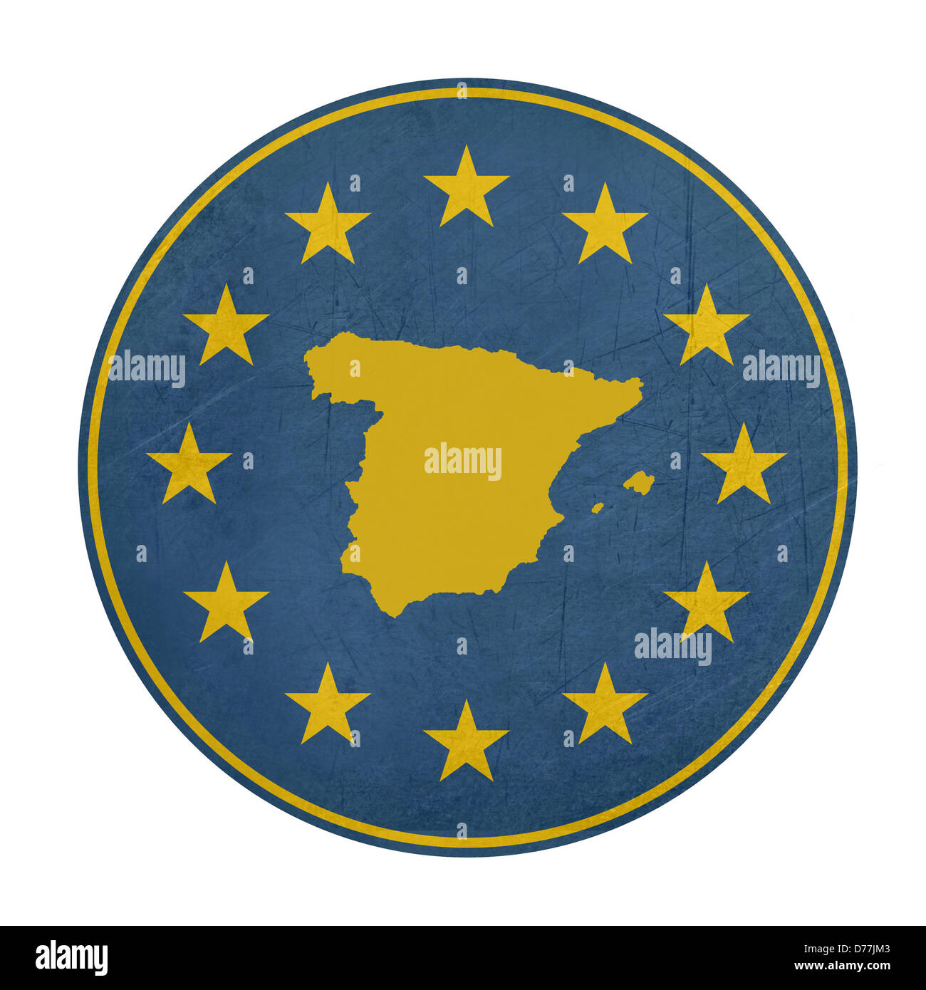European Union Spain button isolated on white background Stock Photo ...