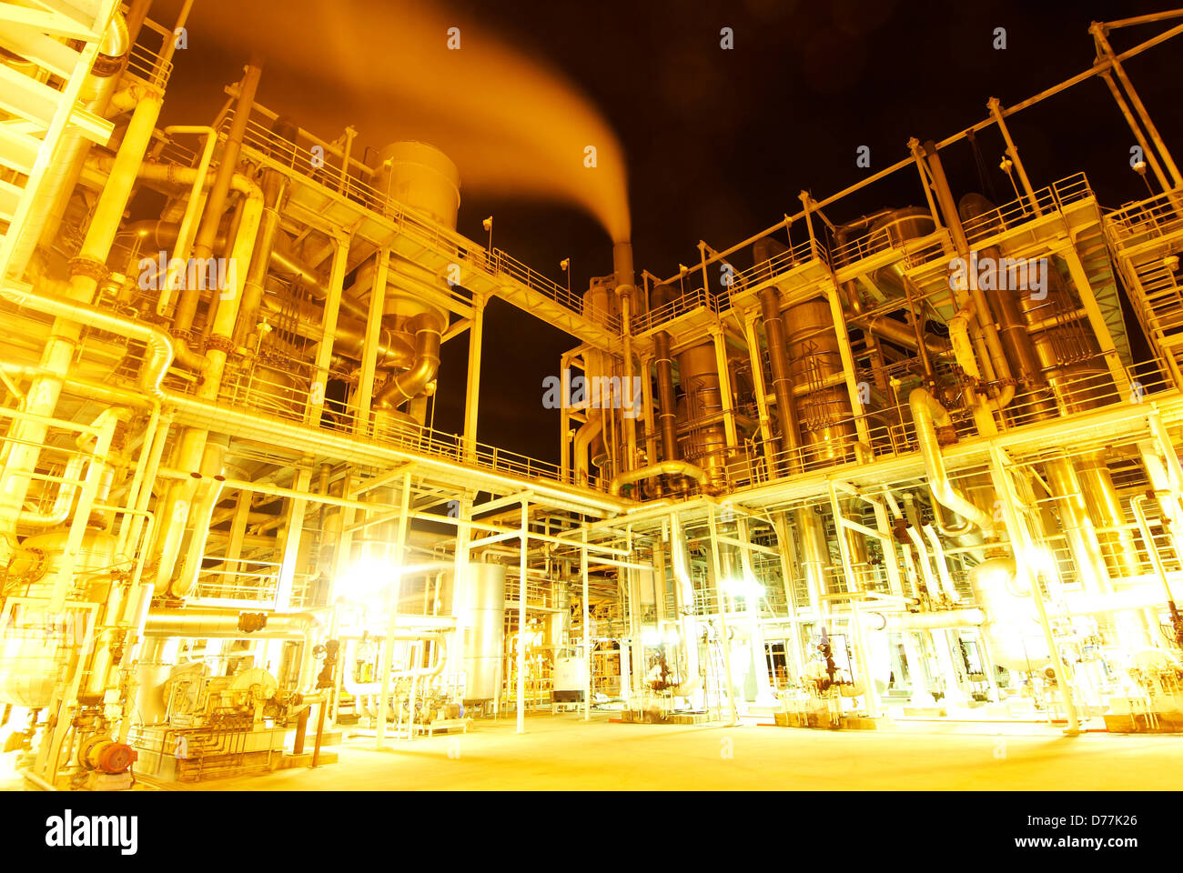 Large tomato processing factory at night Central Valley California USA ...