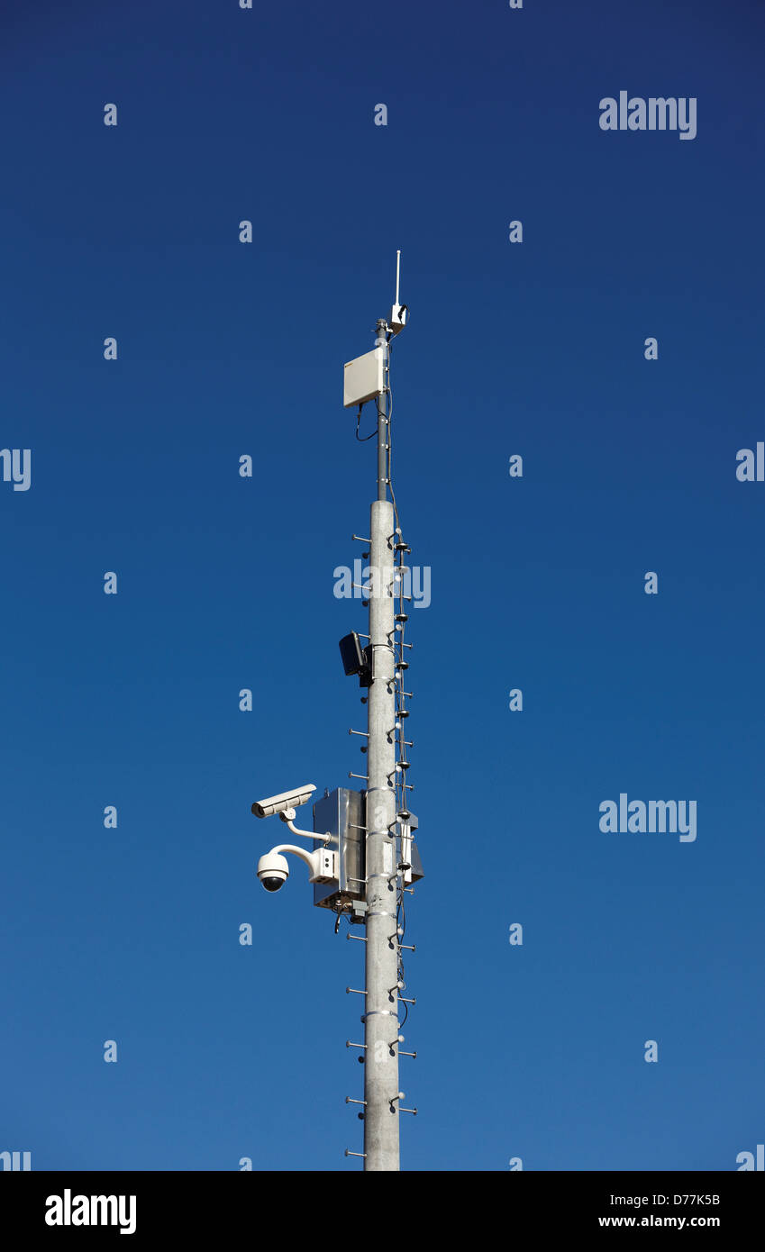 USA Colorado Surveillance cameras transmission equipment atop pole at ...