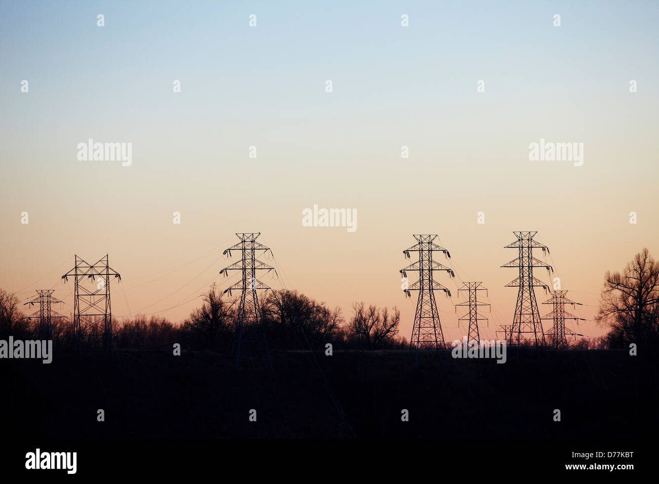 USA Arkansas Bull Shoals Lake Transmission Towers High voltage power ...