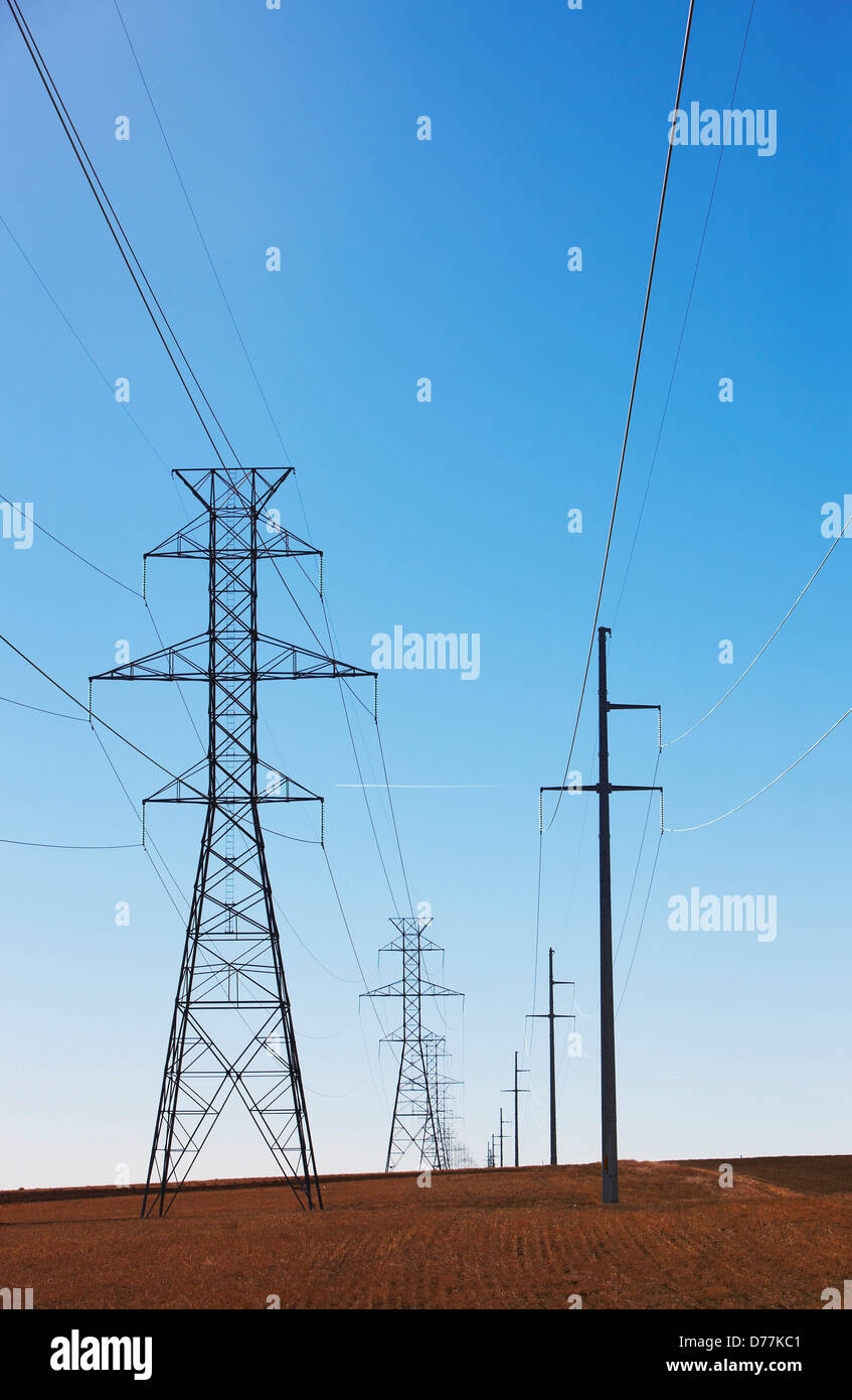 Landscape high voltage towers hi-res stock photography and images - Alamy
