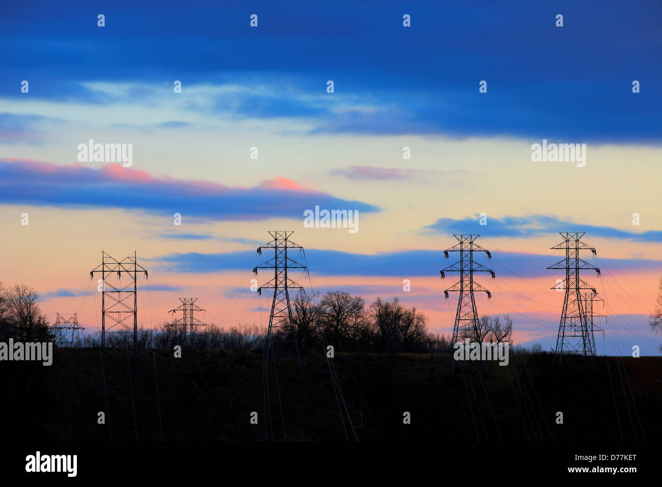 USA Arkansas Transmission Towers High voltage power lines Stock Photo ...