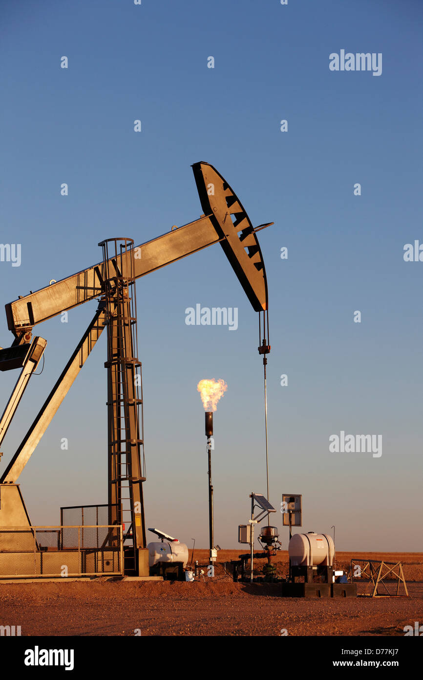 Oil well pumpjack pump jack gas flare flare stack eastern plains ...