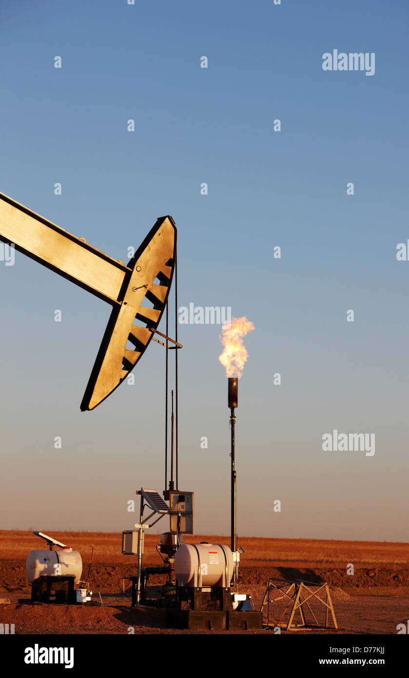 Oil well pumpjack pump jack gas flare flare stack eastern plains ...