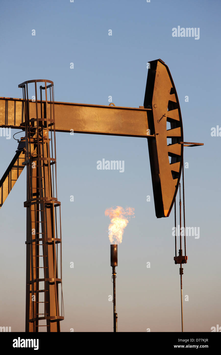 Oil well pumpjack pump jack gas flare flare stack eastern plains ...