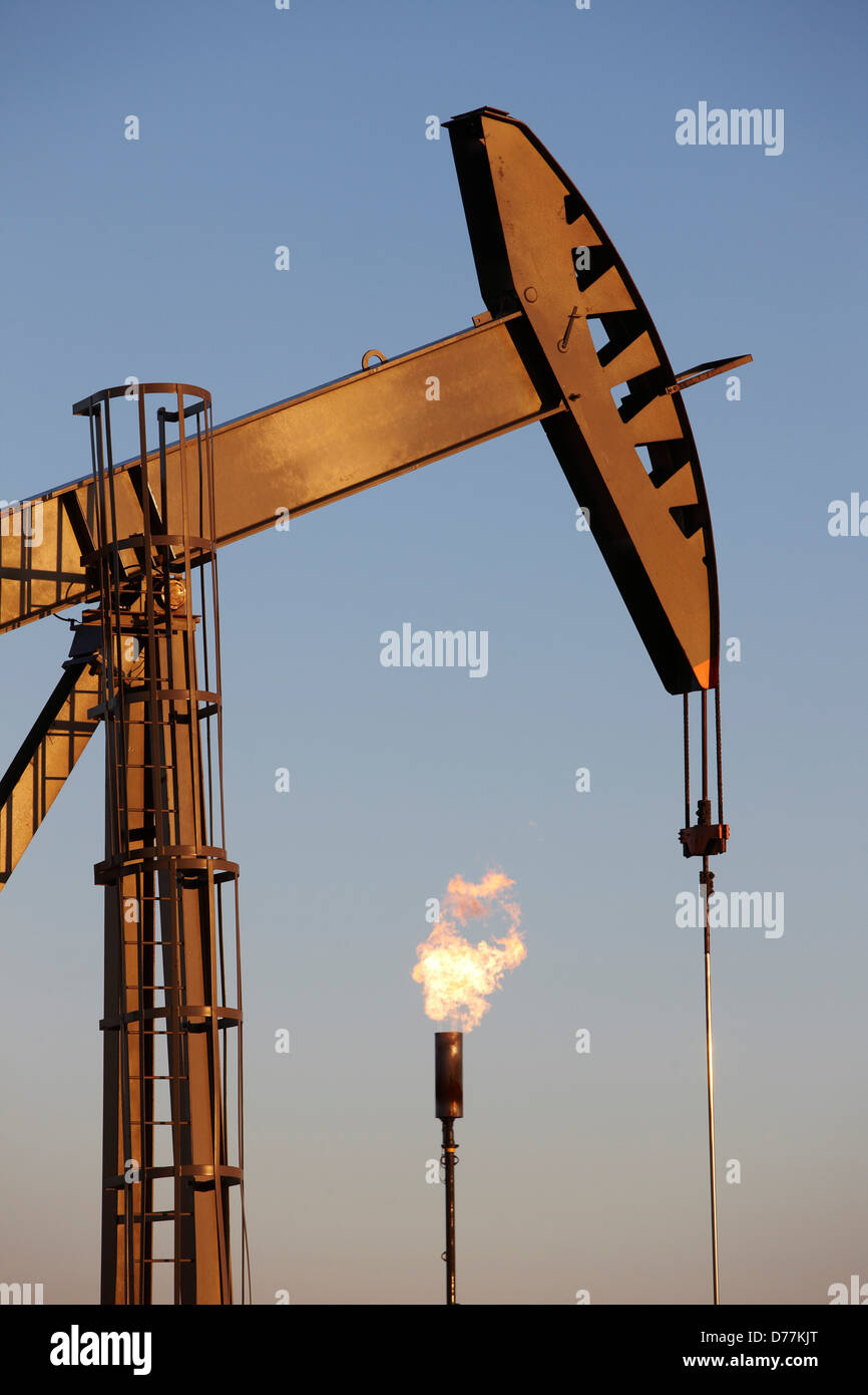 Oil well pumpjack pump jack gas flare flare stack eastern plains ...