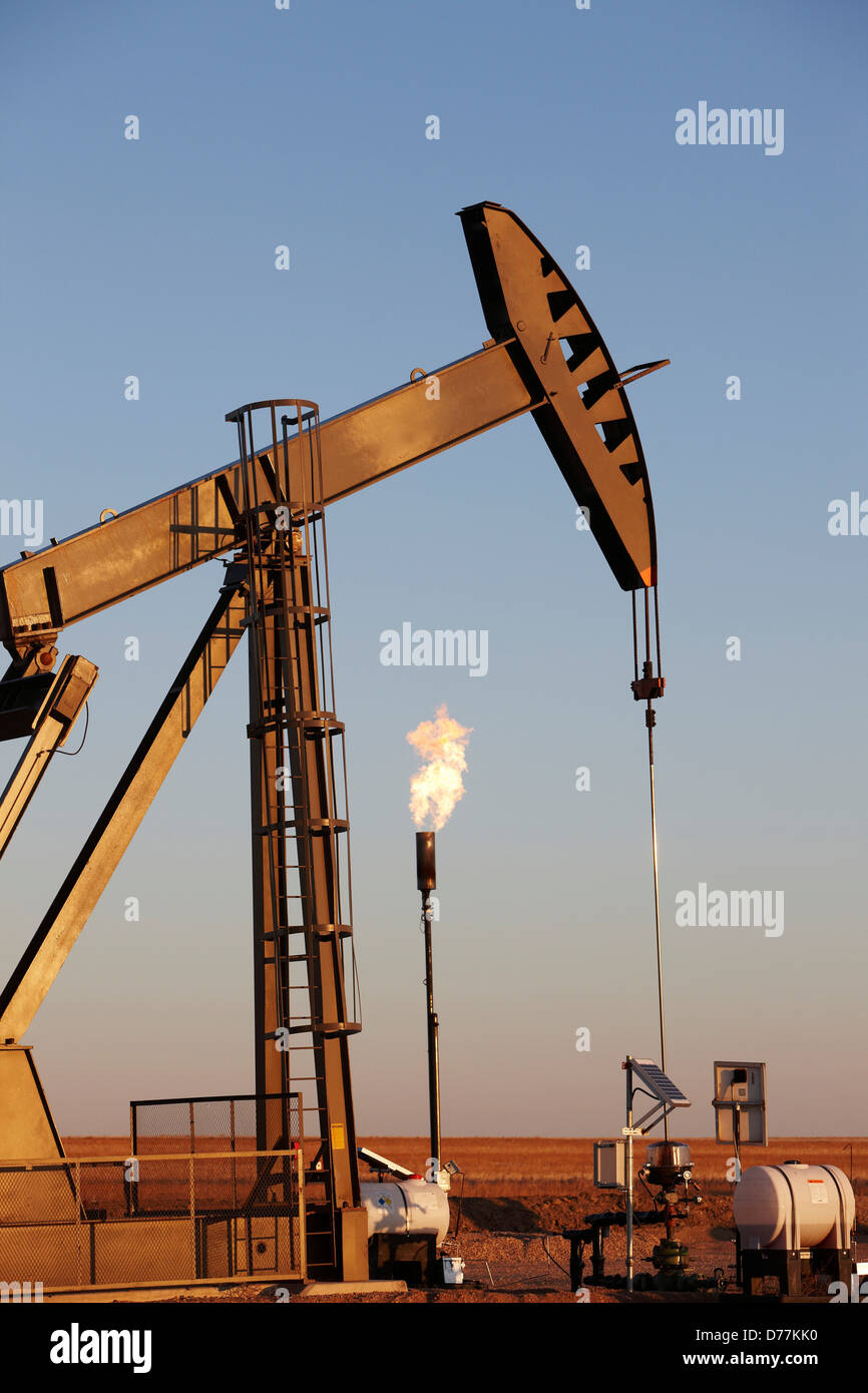 Oil well pumpjack pump jack gas flare flare stack eastern plains ...