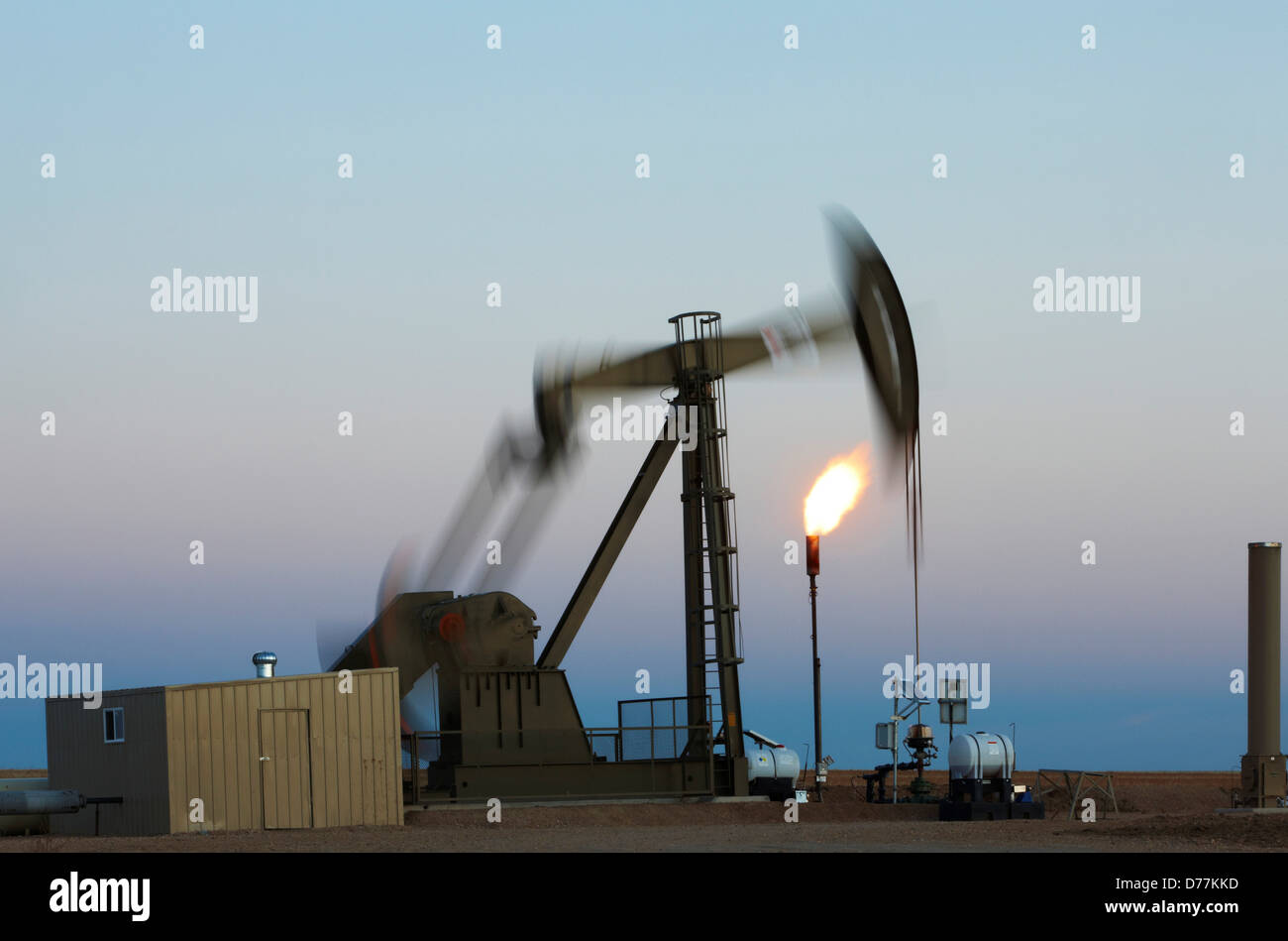 Oil well pumpjack pump jack gas flare flare stack eastern plains ...