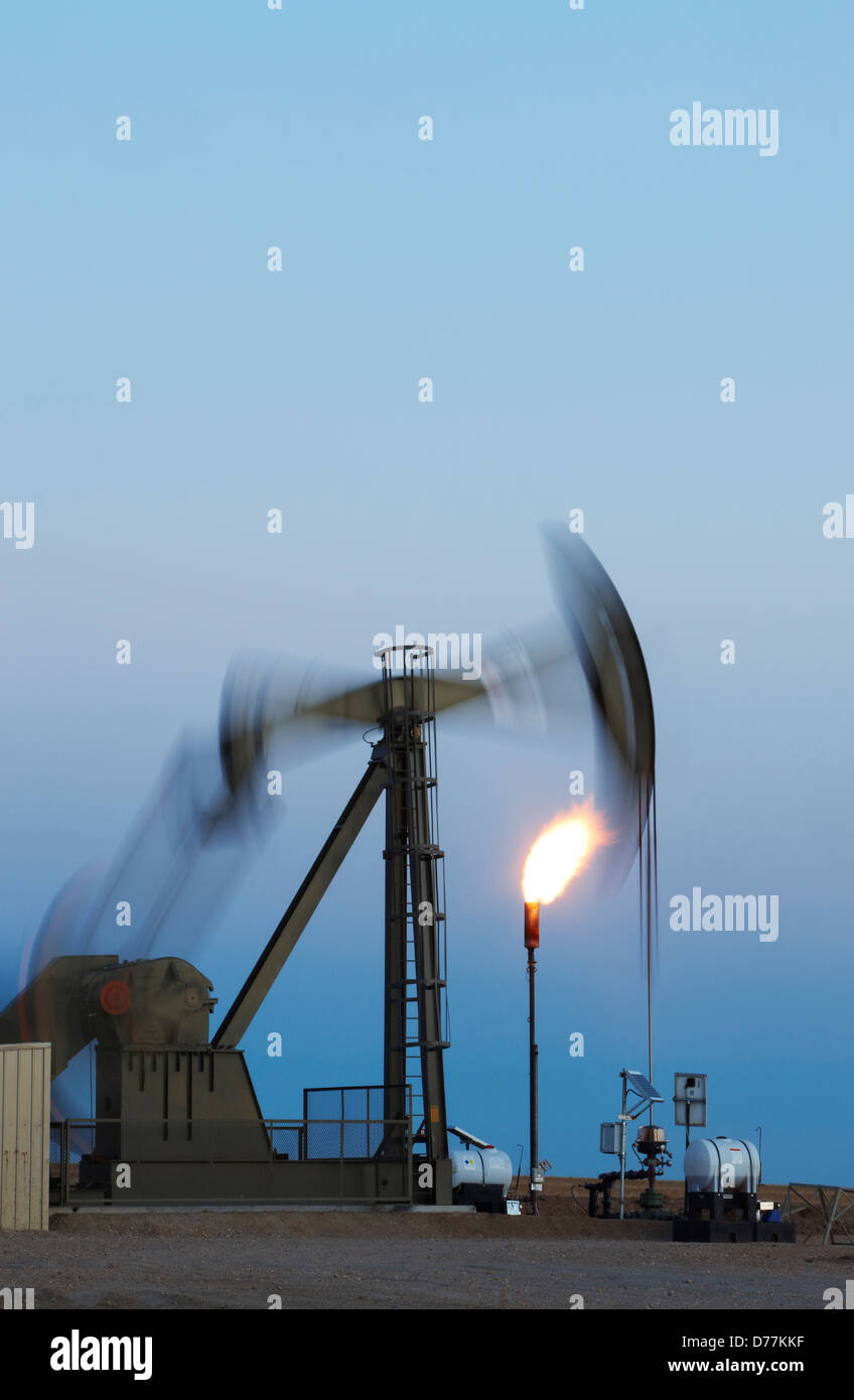 Oil well pumpjack pump jack gas flare flare stack eastern plains ...