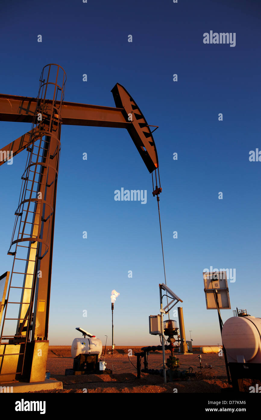 Oil well pumpjack pump jack gas flare flare stack eastern plains ...