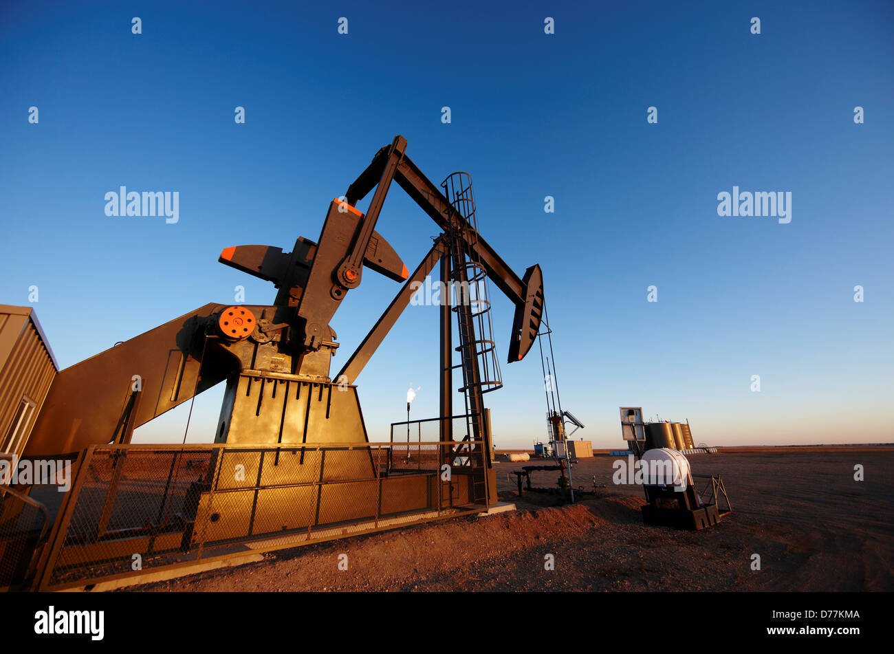 Oil well pumpjack pump jack gas flare flare stack eastern plains ...