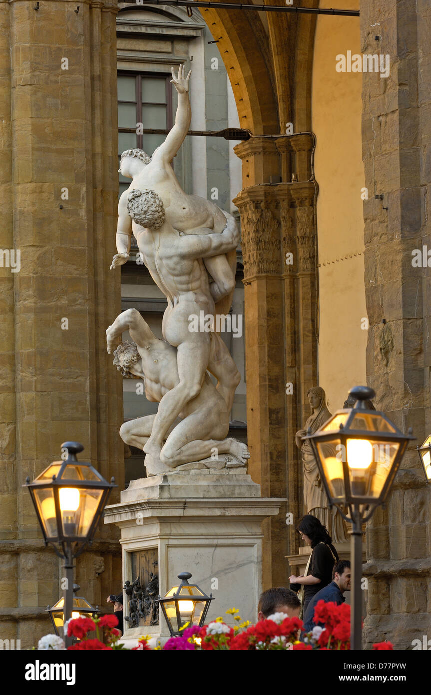 Florence, The Rape of the Sabines and Perseus statue, La Signoria ...