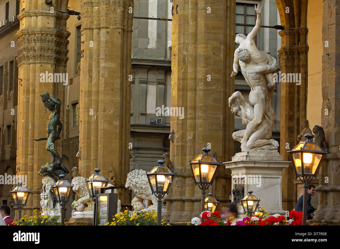 Florence, The Rape of the Sabines and Perseus statue, La Signoria ...