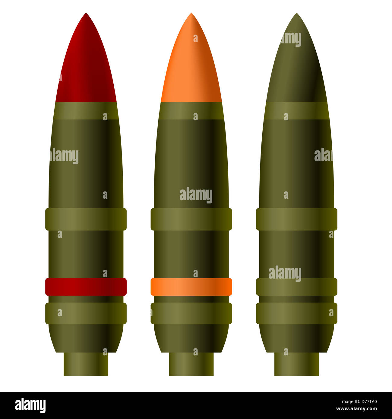 A set of artillery shells. The illustration on a white background Stock ...